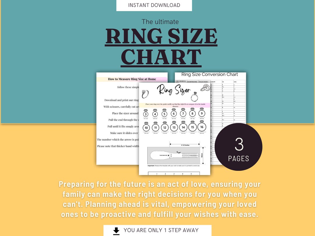 Ring Size Chart Printable Ring Sizer RING Size Guide - Etsy España
