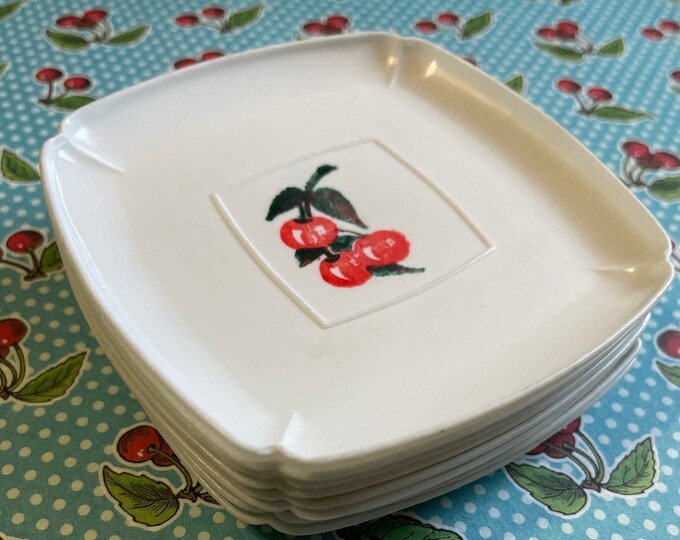 Vintage Circa 1970's Pretend Play Toy Plastic Plates With Cherries Set ...