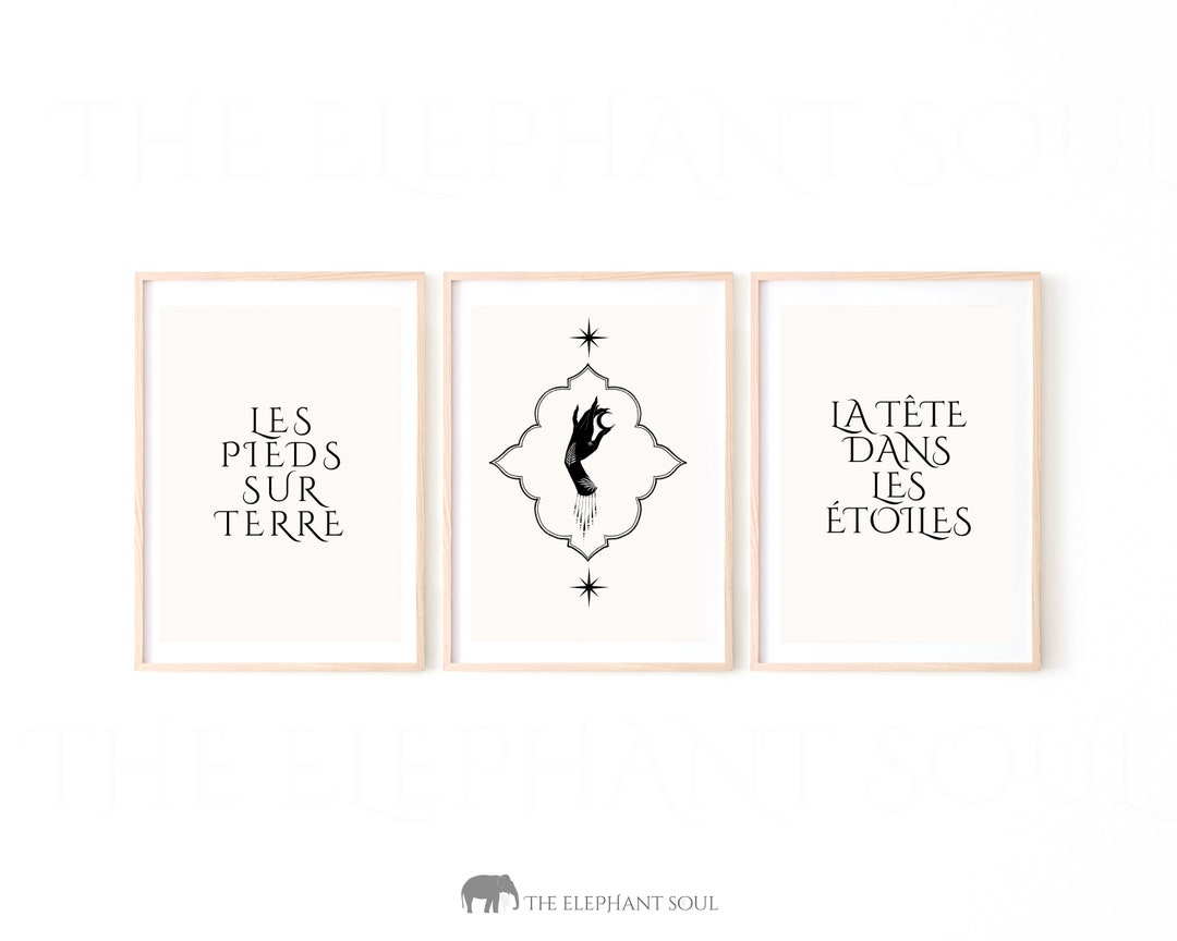 French Print Modern Wall Art Set of 3 Prints Wall Hanging Quote Boho ...