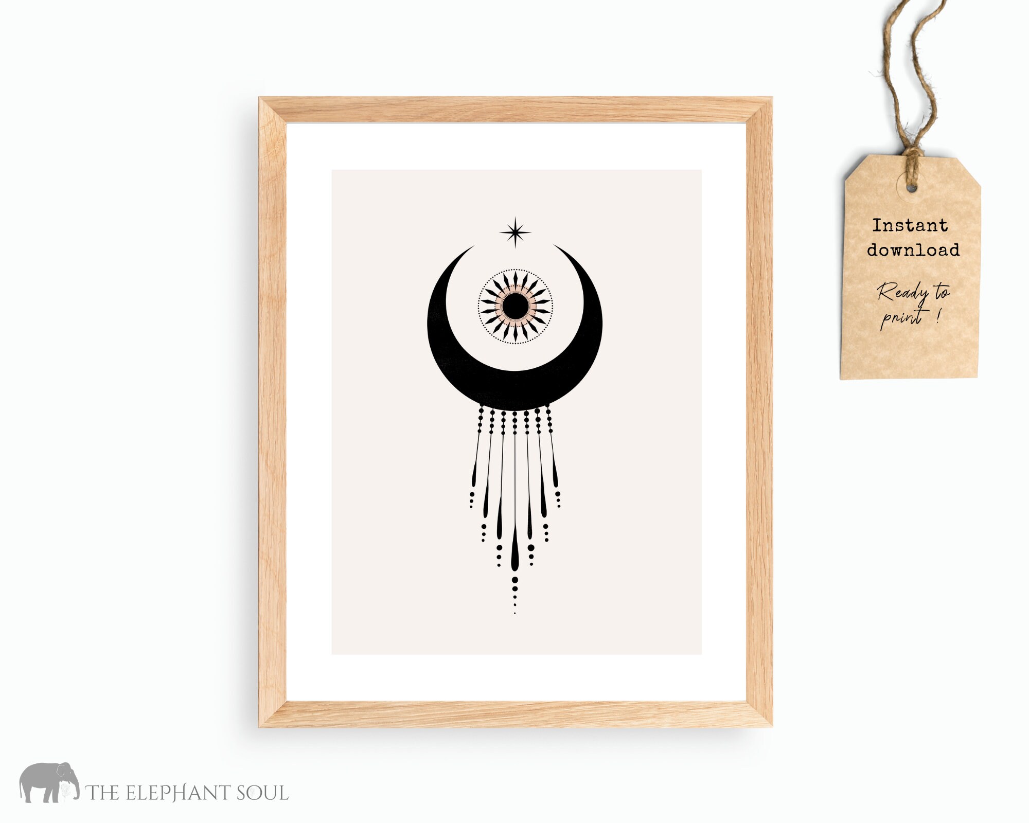 Wall Hanging Moon Print Set of 2 Prints Bedroom Wall Art - Etsy