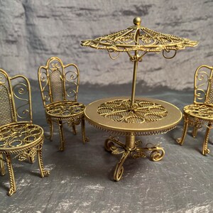 Miniature Wire Gold Filigree Dollhouse Furniture Sets - Etsy