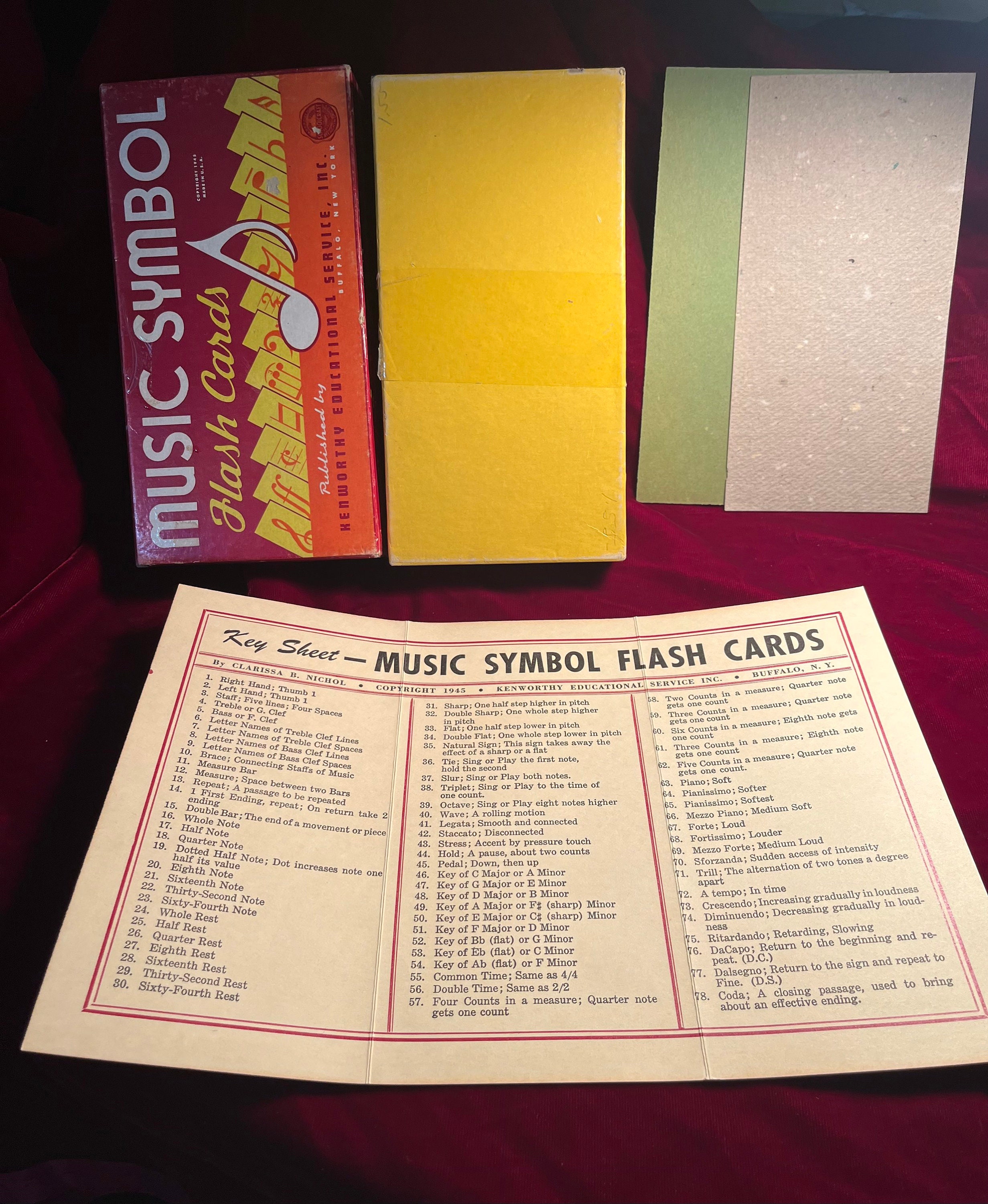 Music Symbol Flash Cards Kenworthy Buffalo, NY 1945 - Etsy
