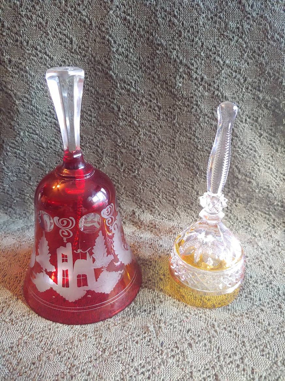 Vintage Bohemian Czech Glass Bells - Etsy