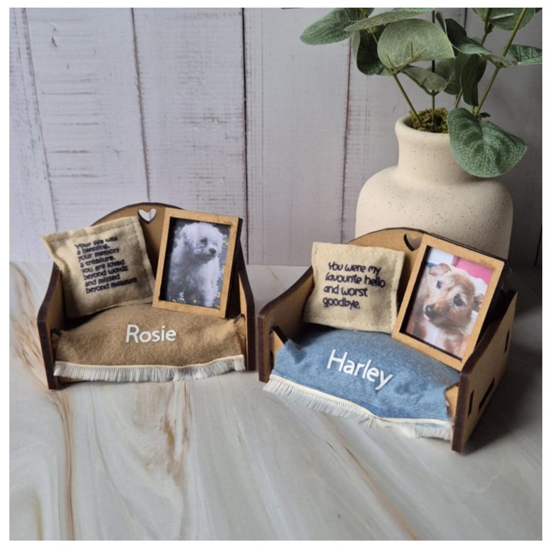 Personalized Pet Memorial Bed With Photo Frame - in Loving Memory ...