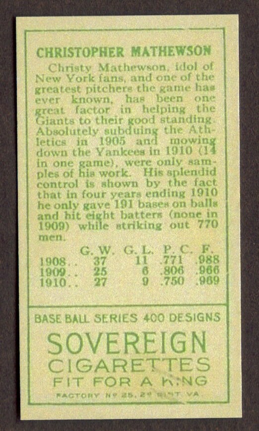 CHRISTY MATHEWSON Novelty RP Card 133 Gold Border Giants | Etsy