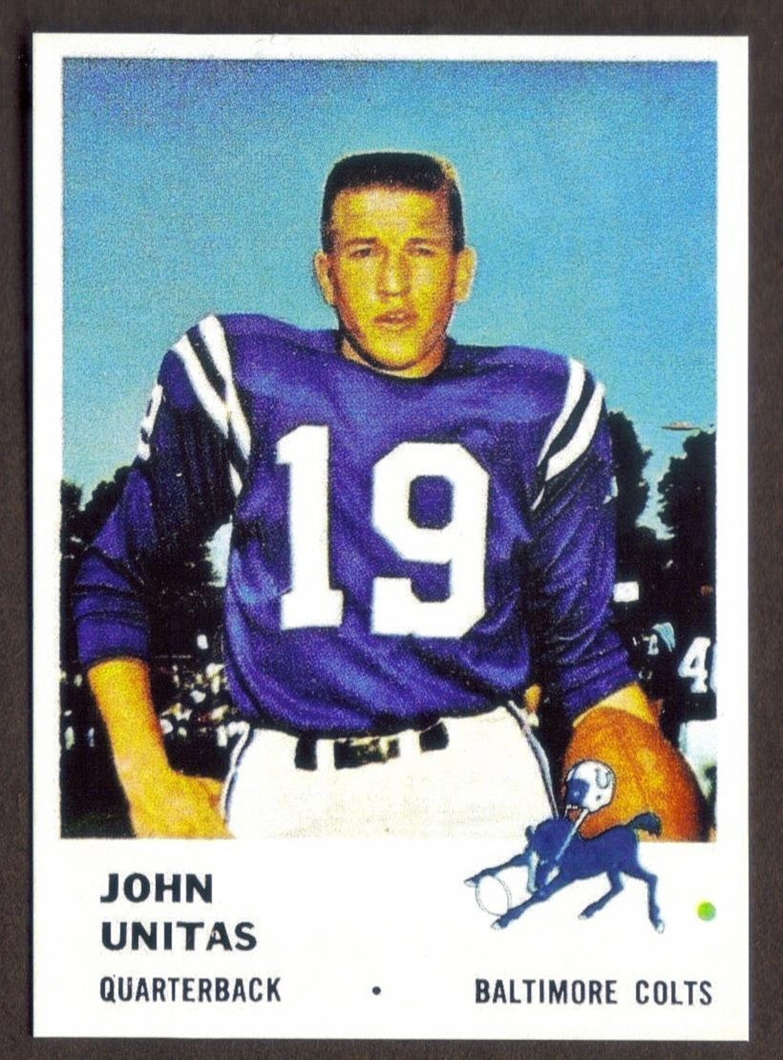 JOHNNY UNITAS Novelty RP Card 30 Colts 1961 F Free Shipping | Etsy