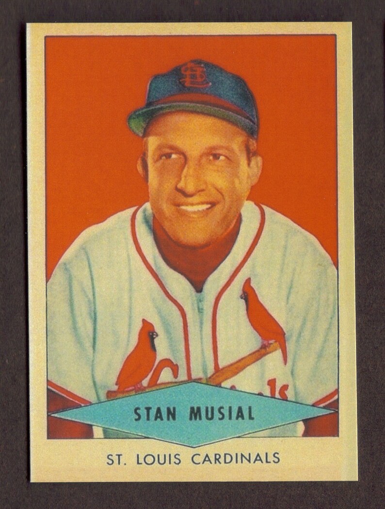 STAN MUSIAL Novelty RP Card Red Heart Cardinals 1954 Free | Etsy
