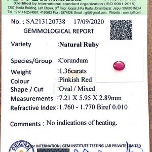 Natural Ruby Oval 1.36cts-unheated Ruby Oval Gemstone-eye Clean Ruby ...
