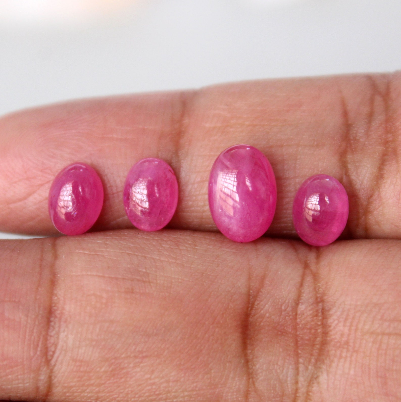 Ruby Cabochon set-Natural Ruby Cab Set 9.22 Cts. 4 pc-Pinkish | Etsy