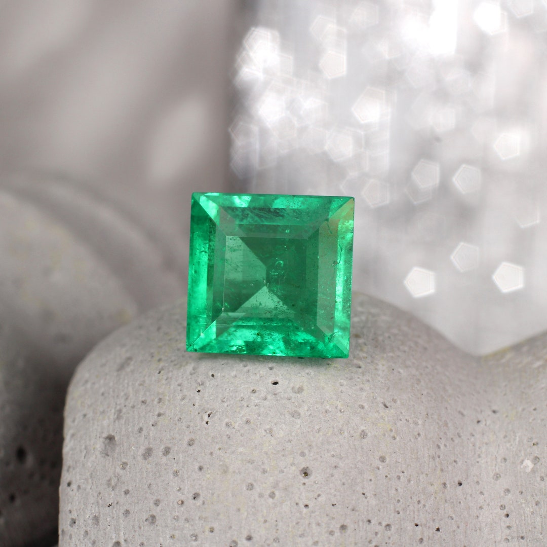 Rare Natural Emerald Square Cut 7.5 Mm-natural Emerald Square Baguette ...