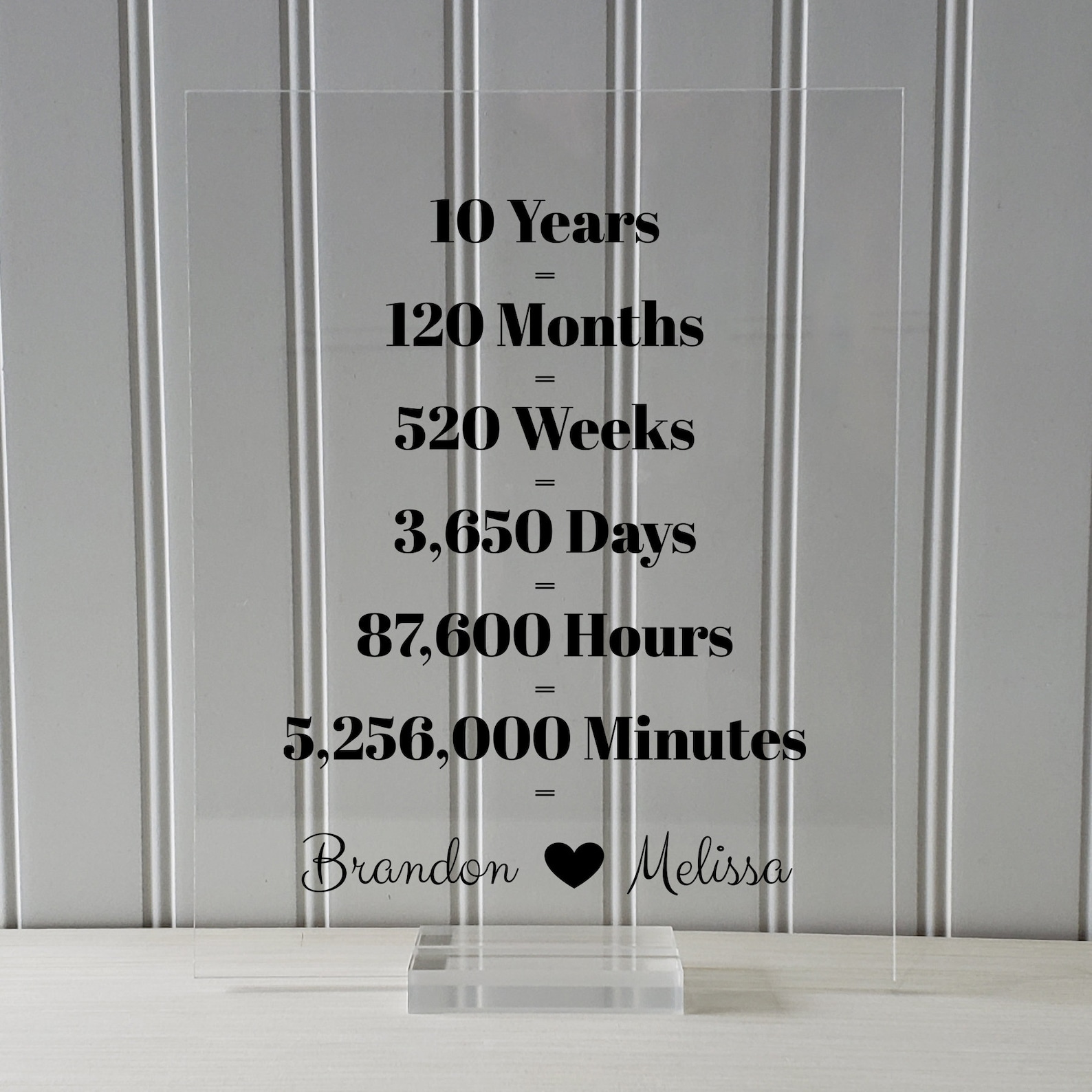 10 Year Anniversary Frame - Custom Names - Floating Frame - Anniversary ...
