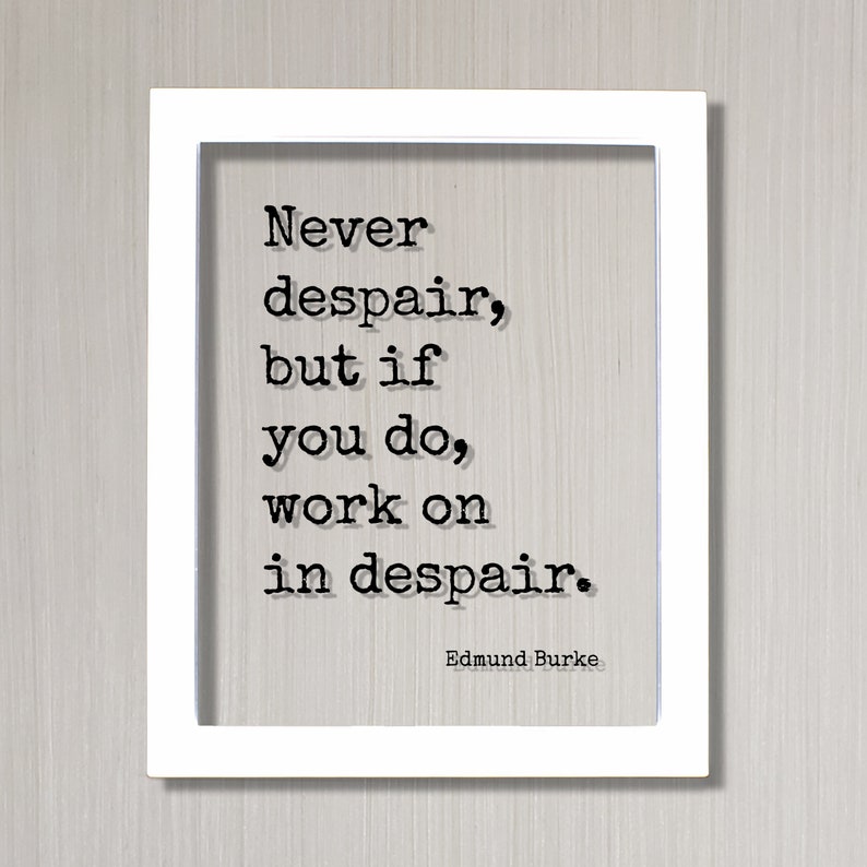 Edmund Burke Quote - Never Despair but If You Do Work on in Despair ...