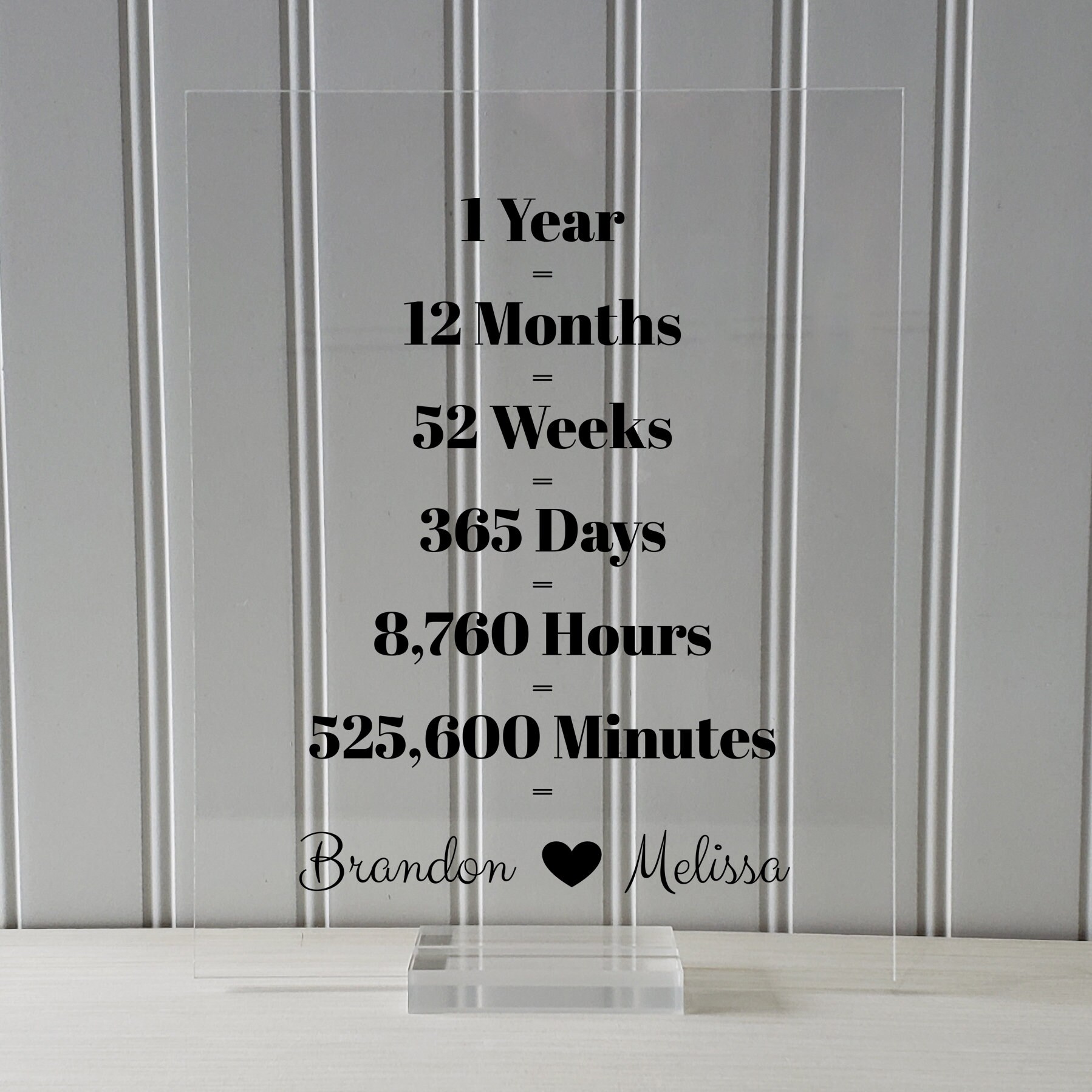 1 Year Anniversary Frame - Custom Names - Floating Frame - Anniversary ...
