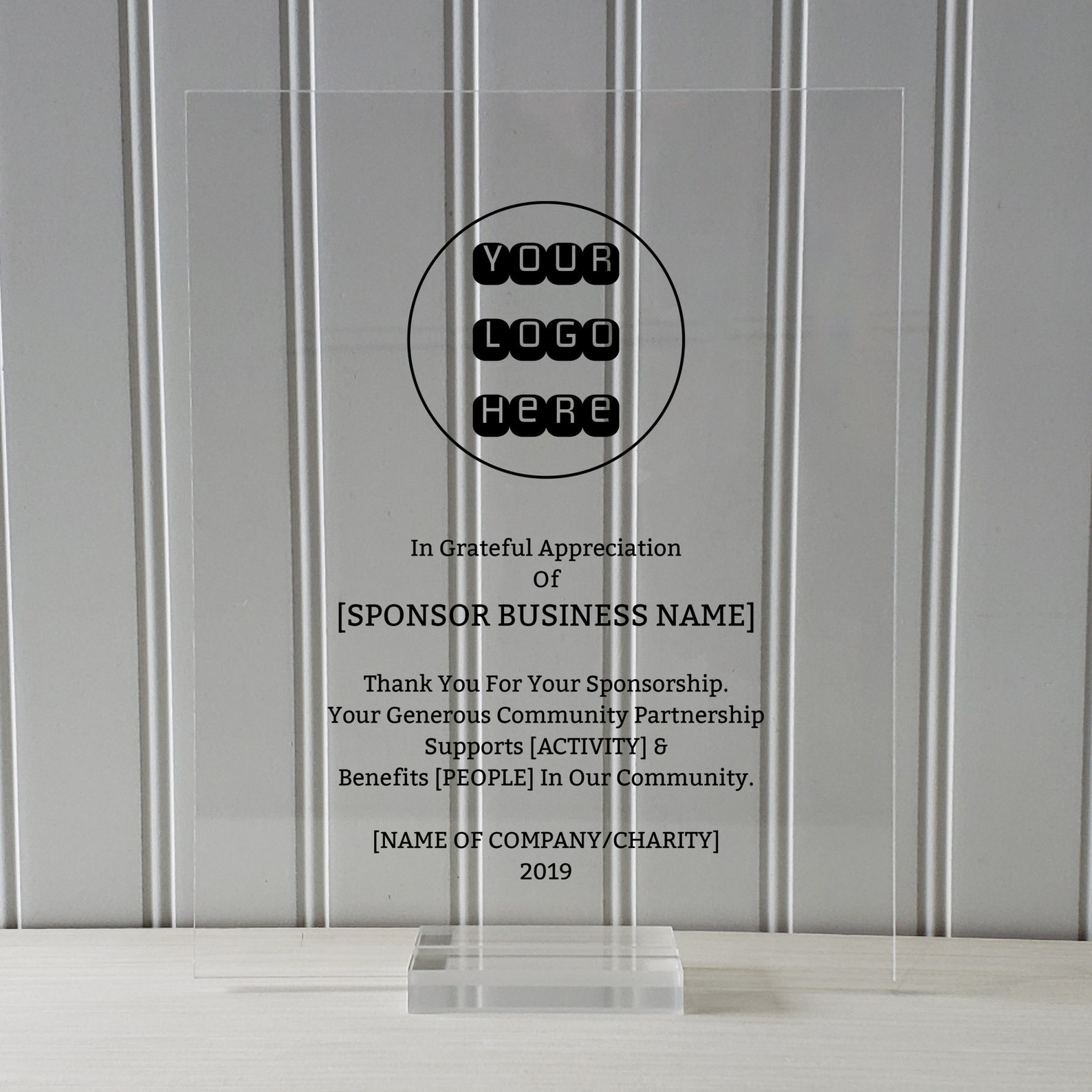 Sponsor Recognition - Donor - Floating Award Plaque - Framed - Thank ...