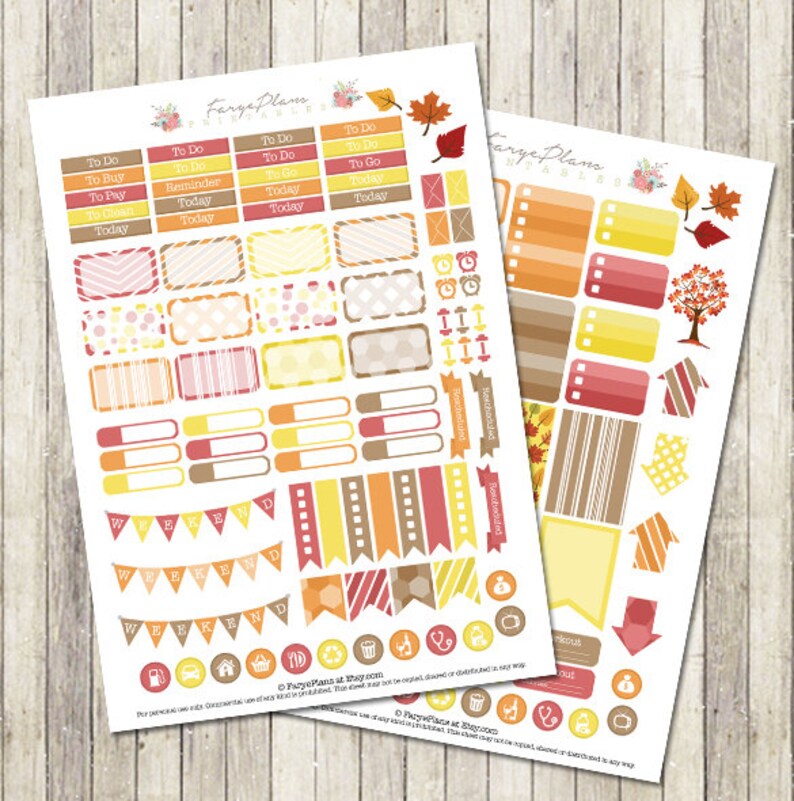 Autumn / Fall Leaves Printable Planner Stickers for Erin | Etsy