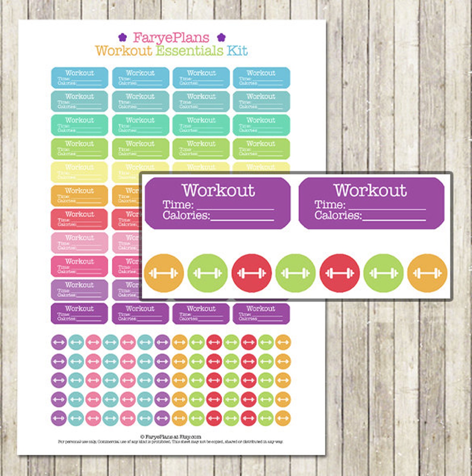 Workout Printable Planner Stickers / Gym Stickers for Erin | Etsy