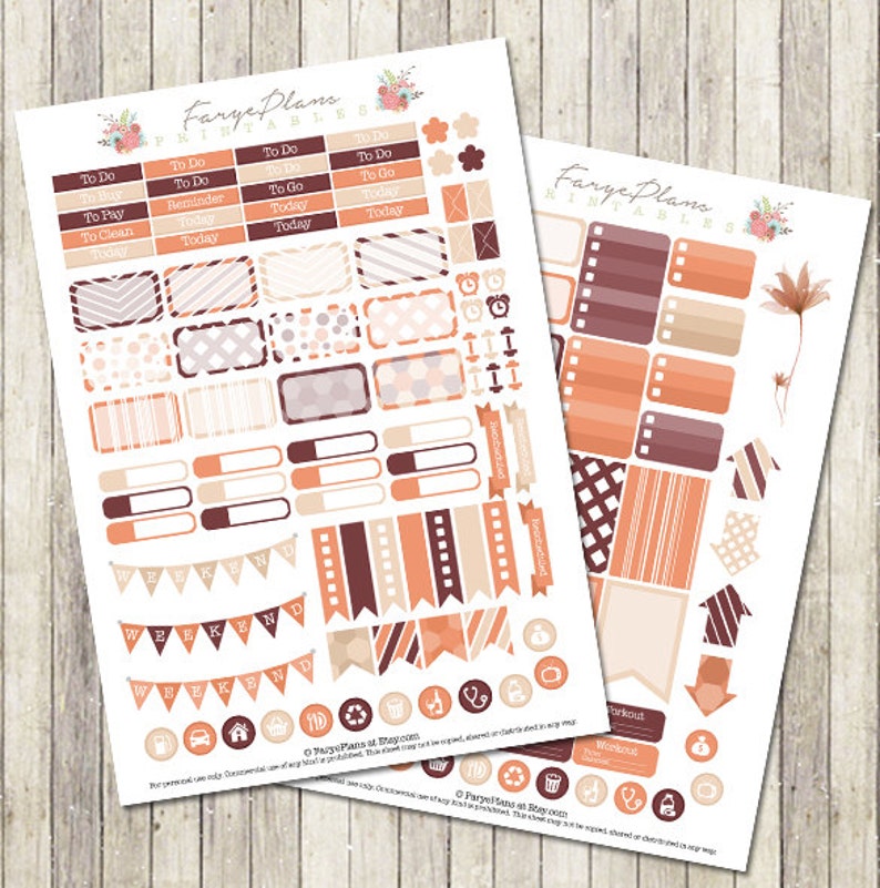 Peach Plum Printable Planner Stickers for Erin Condren - Etsy