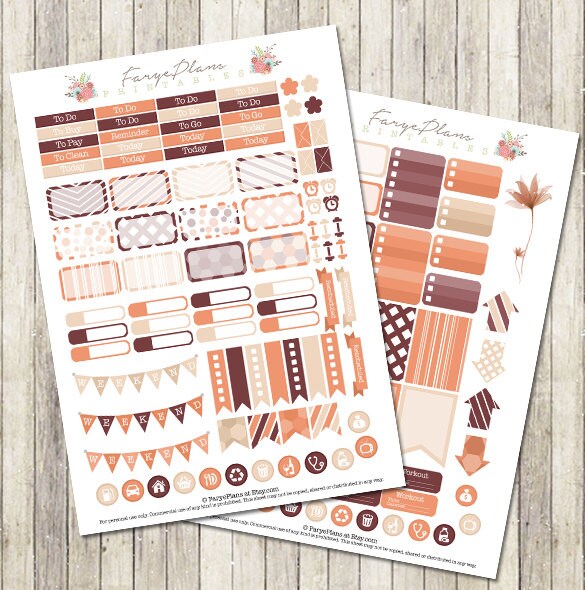 Peach Plum Printable Planner Stickers for Erin Condren - Etsy