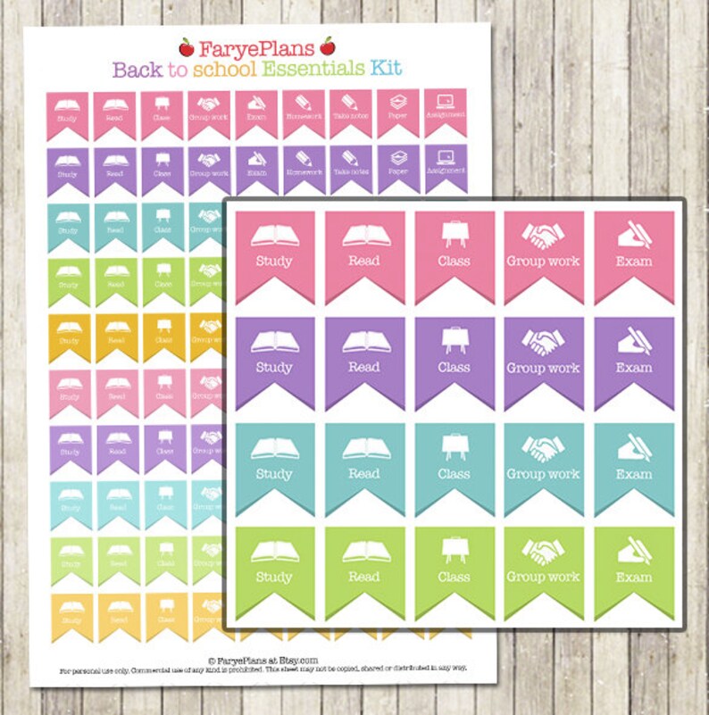School Flags Printable Planner Stickers for Erin Condren - Etsy