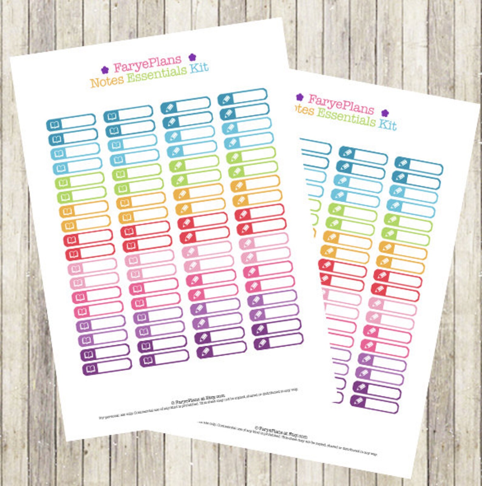 Notes / Study Icon Labels Printable Planner Stickers for Erin - Etsy