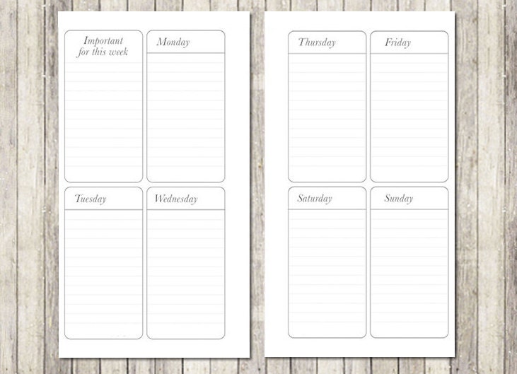 Printable Planner Inserts Personal Vertical Weekly for Kate - Etsy ...