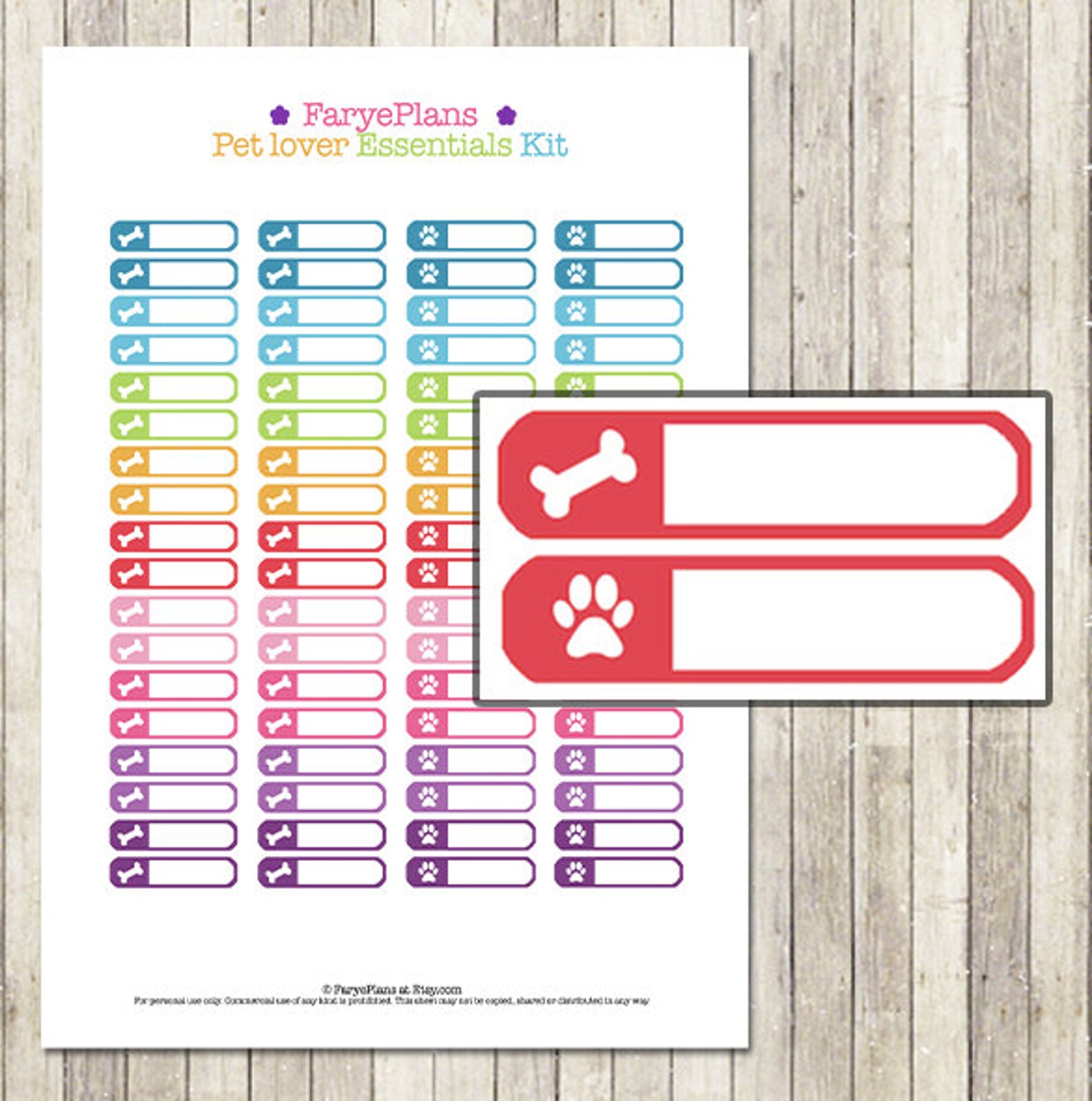 Pet / Dog / Cat Icon Labels Printable Planner Stickers for - Etsy