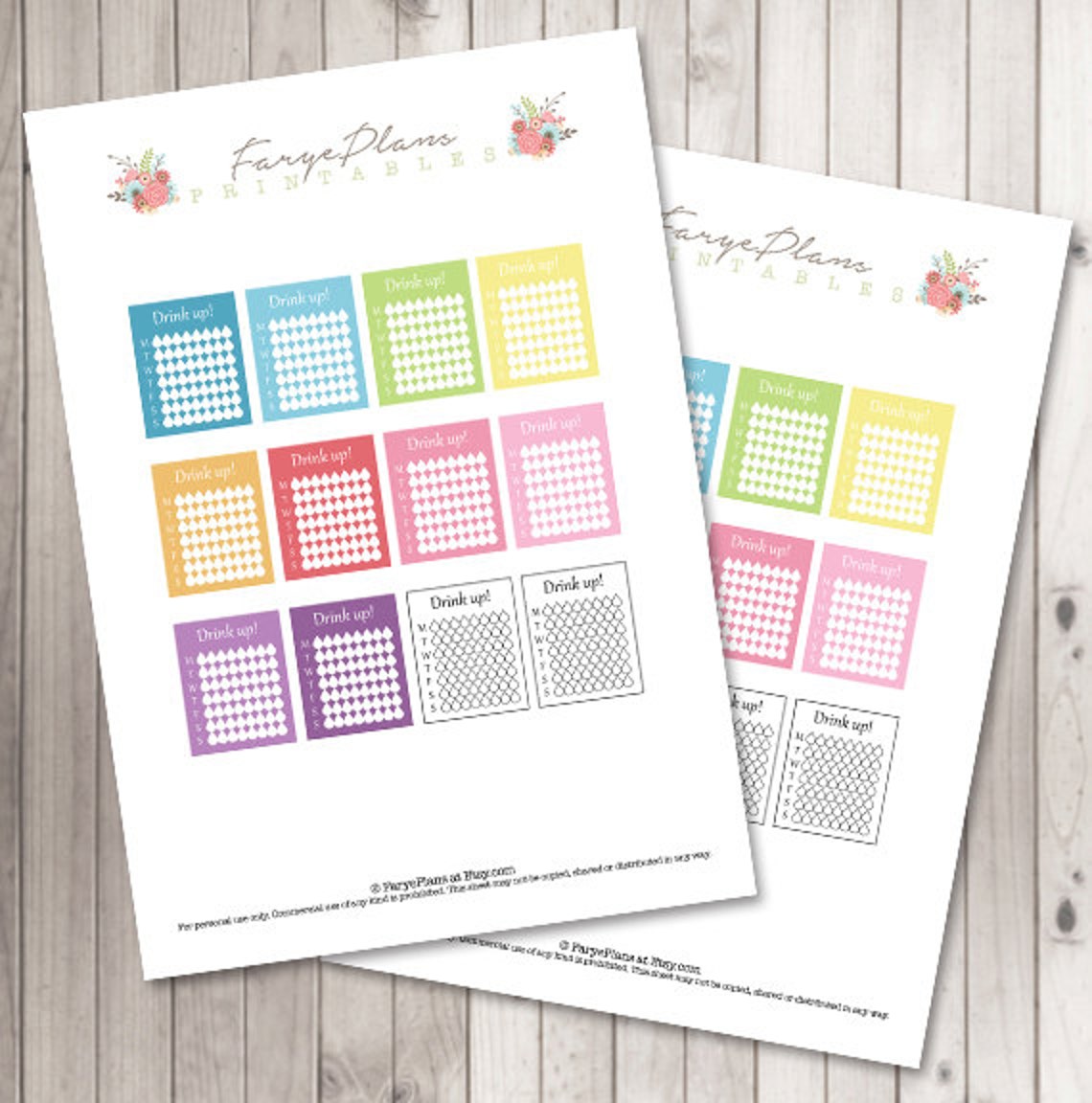 Weekly Hydration Water Intake Printable Planner Stickers for - Etsy