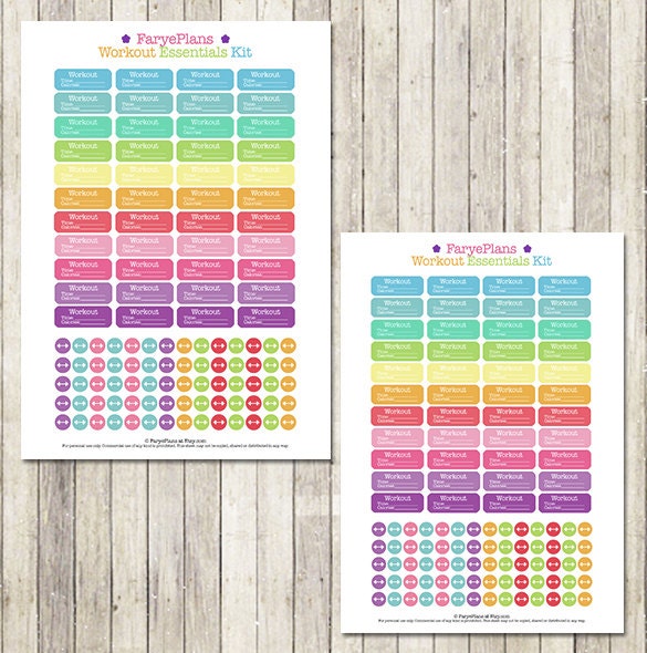 Workout Printable Planner Stickers / Gym Stickers for Erin - Etsy