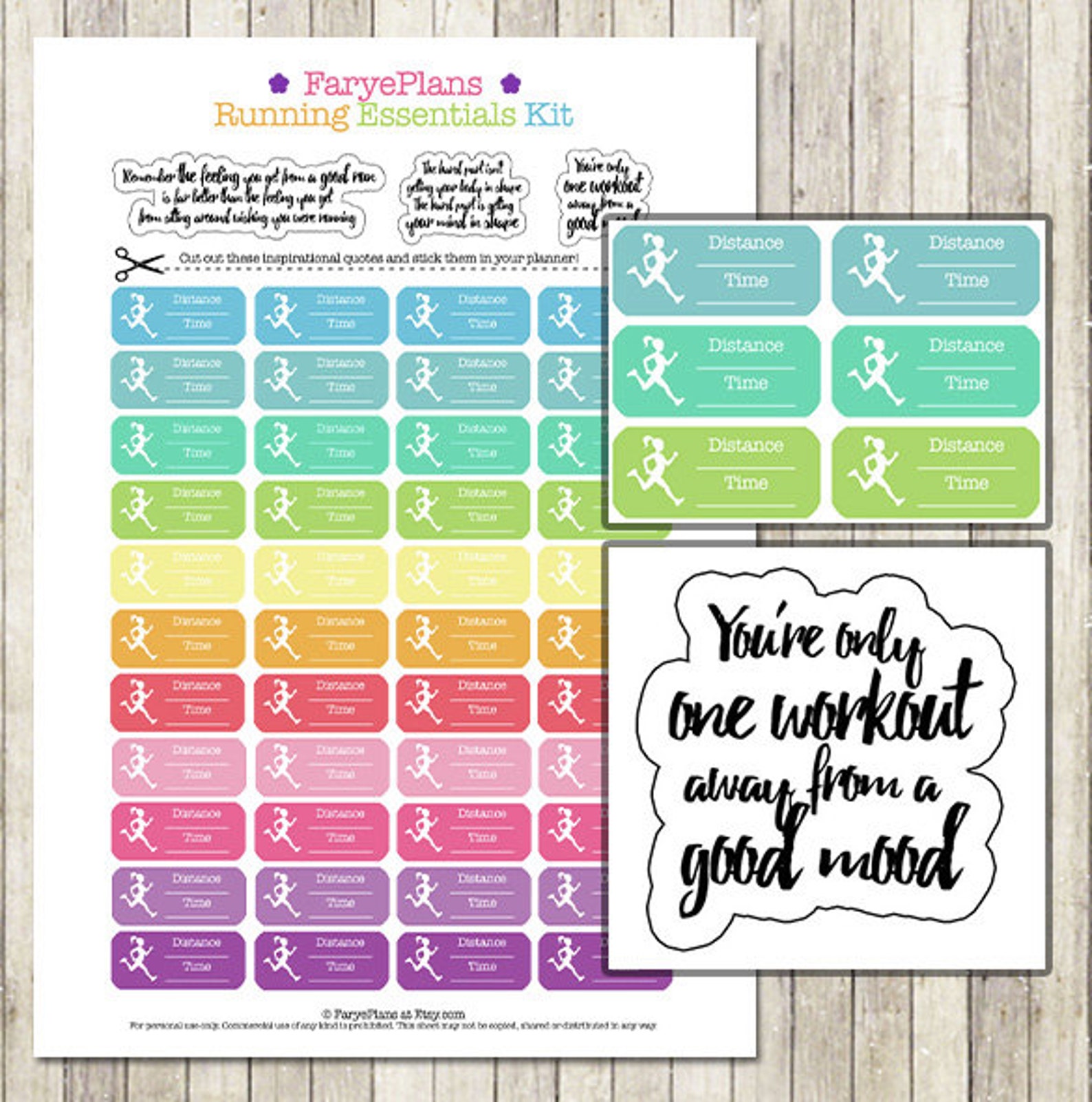 Running Printable Planner Stickers / Gym Stickers for Erin Condren ...