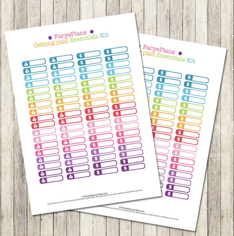 Dollar / Money Icon Labels Printable Planner Stickers for Erin | Etsy
