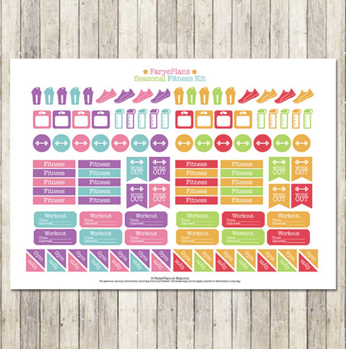 Fitness Printable Planner Stickers / Gym Stickers for Erin | Etsy