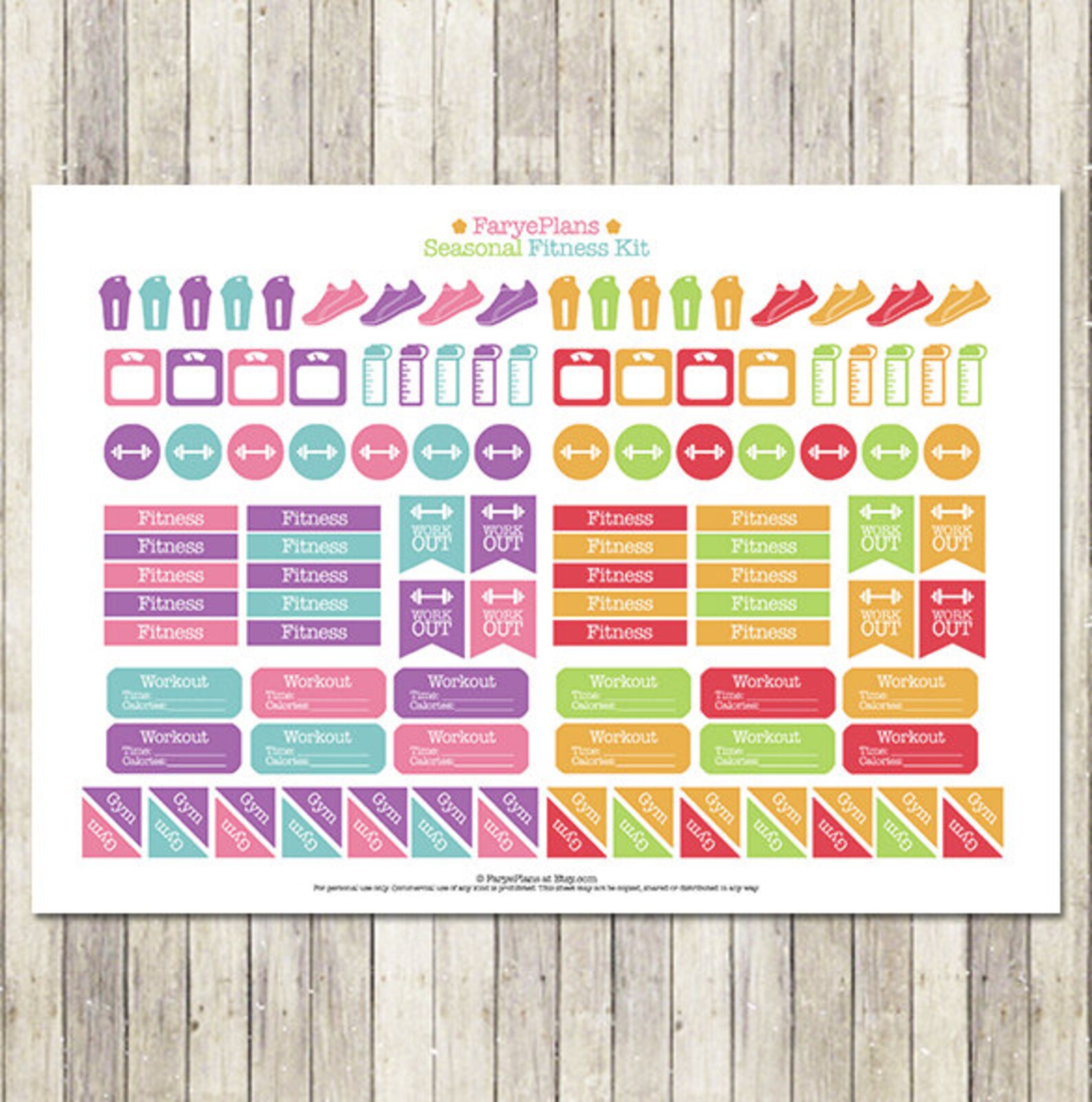 Fitness Printable Planner Stickers / Gym Stickers for Erin | Etsy