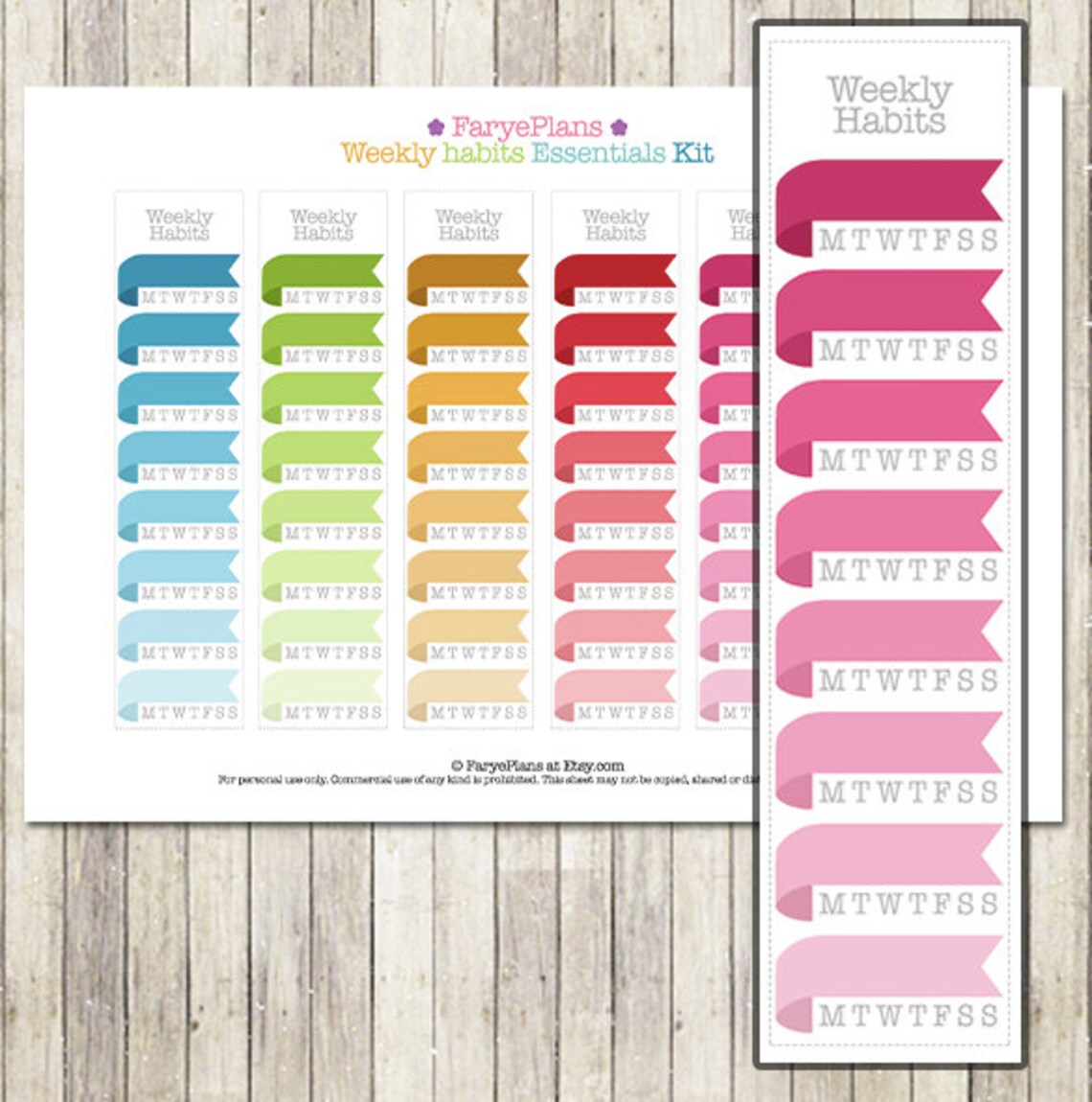 Daily Habits Routines Sidebar Printable Planner Stickers for - Etsy