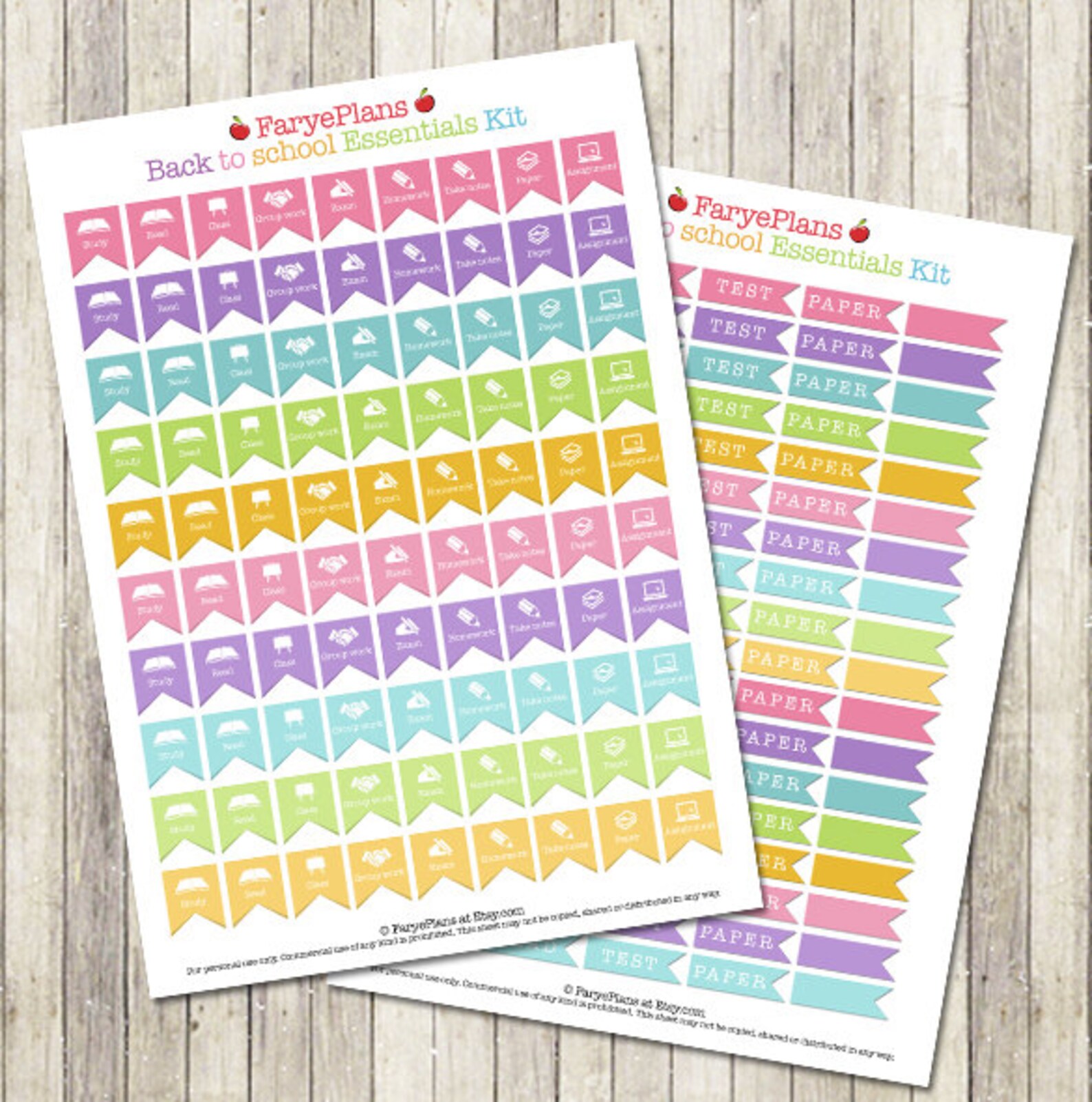 School Flags Printable Planner Stickers for Erin Condren - Etsy