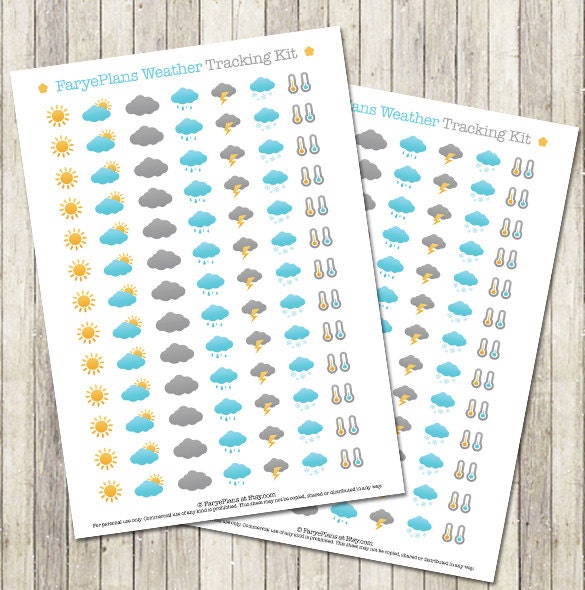 Weather tracking printable planner stickers for Erin Condren | Etsy