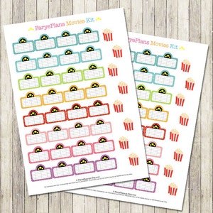 Movie Marquee Popcorn Printable Planner Stickers for Erin Condren ...
