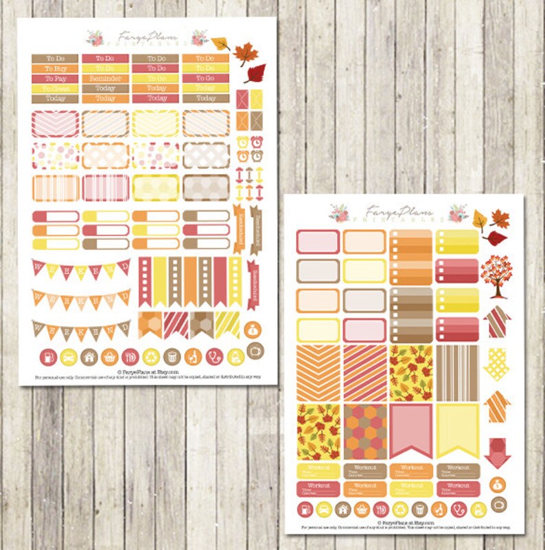 Autumn / Fall Leaves Printable Planner Stickers for Erin | Etsy