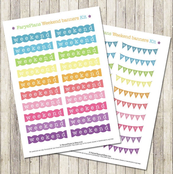 Weekend Banners Printable Planner Stickers for Erin Condren - Etsy