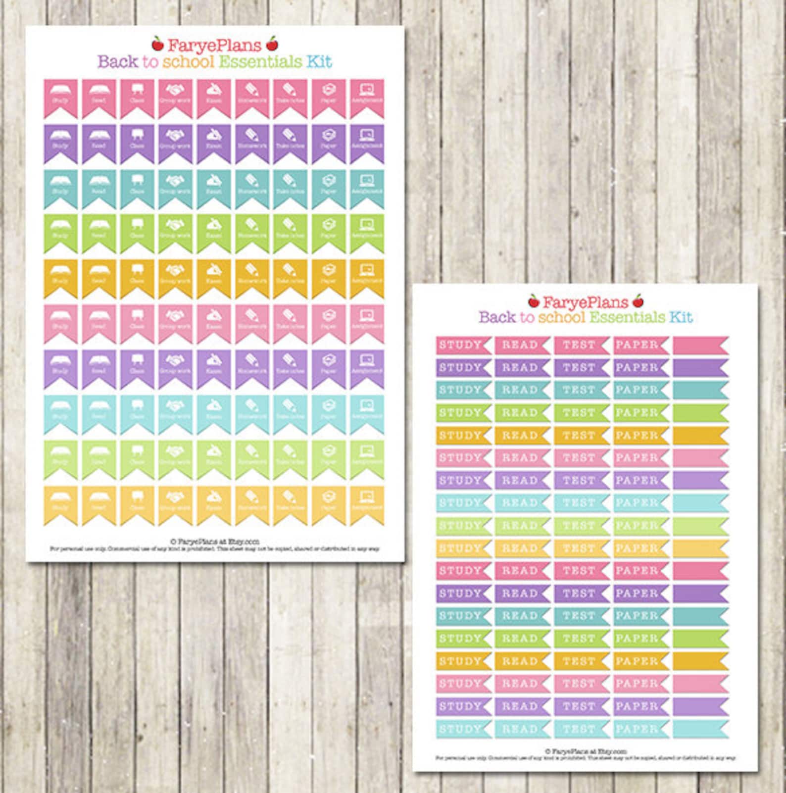 School Flags Printable Planner Stickers for Erin Condren - Etsy