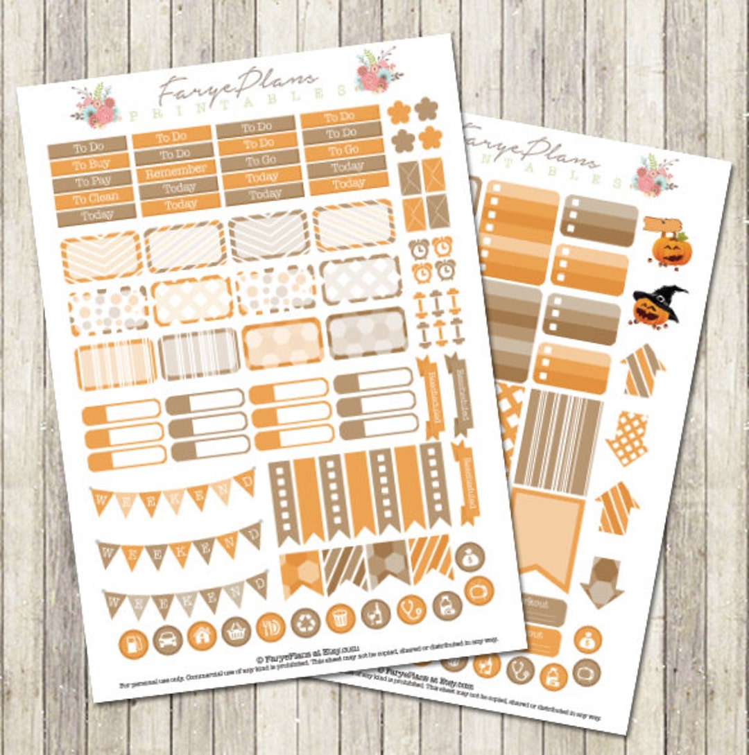 October Monthly Stickers Kit Printable PDF for Erin Condren Lifeplanner ...