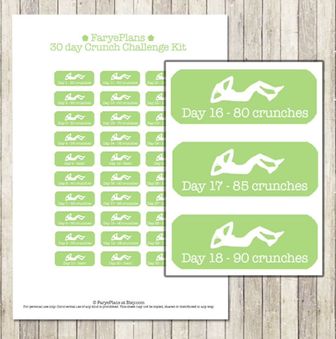 Fitness 30 Day Crunch Challenge Printable Planner Stickers for - Etsy