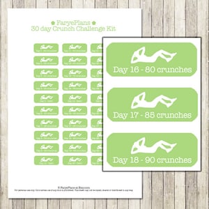 Fitness 30 Day Crunch Challenge Printable Planner Stickers for Erin ...
