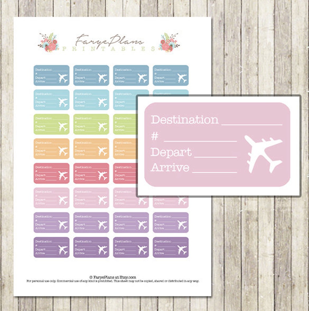 Travel Flight Tracking Boxes Printable Planner Stickers for Erin ...