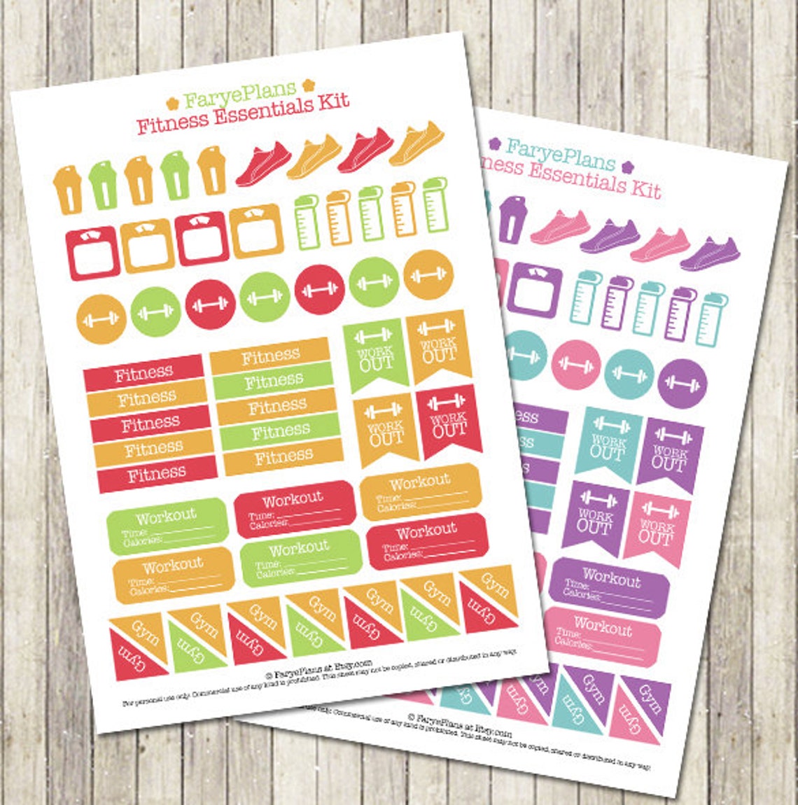 Fitness Printable Planner Stickers / Gym Stickers for Erin | Etsy