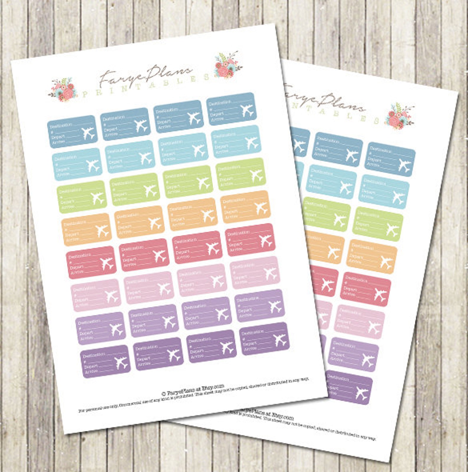 Travel Flight Tracking Boxes Printable Planner Stickers for - Etsy