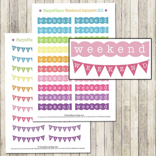 Weekend Banners Printable Planner Stickers for Erin Condren - Etsy