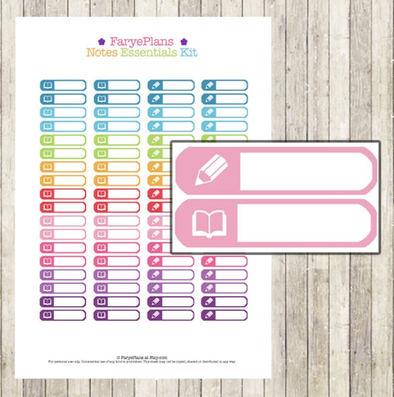 Notes / Study Icon Labels Printable Planner Stickers for Erin - Etsy