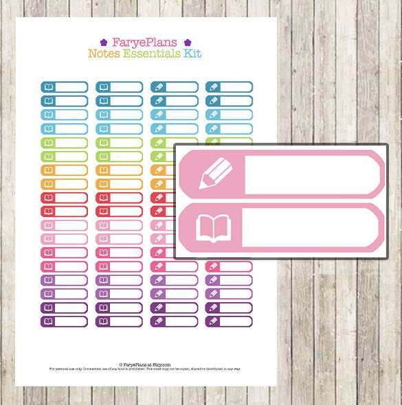 Notes / study icon labels printable planner stickers for Erin | Etsy