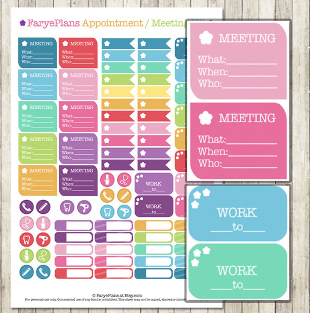 Appointment / Work Printable Planner Stickers for Erin Condren ...