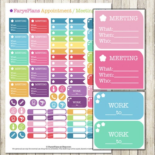 Appointment / Work Printable Planner Stickers for Erin Condren - Etsy
